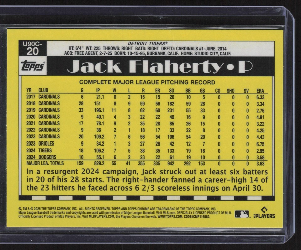 2025 Topps Update #U90C-20 Jack Flaherty Mojo Refractor | eBay