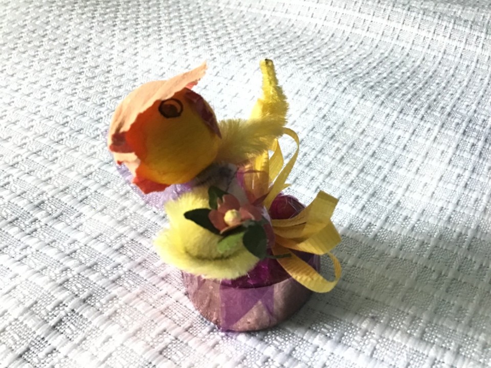Vintage Easter Spun Cotton Chick Chicken Candy Container Stichler Co ...