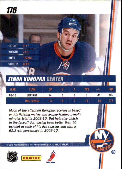 2010-11 Donruss Islanders Hockey Card #176 Zenon Konopka | eBay