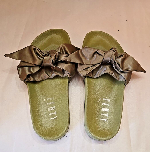 Puma Brand Savage X Fenty by Rihanna; Women's Size 4 Olive Green Slides ...