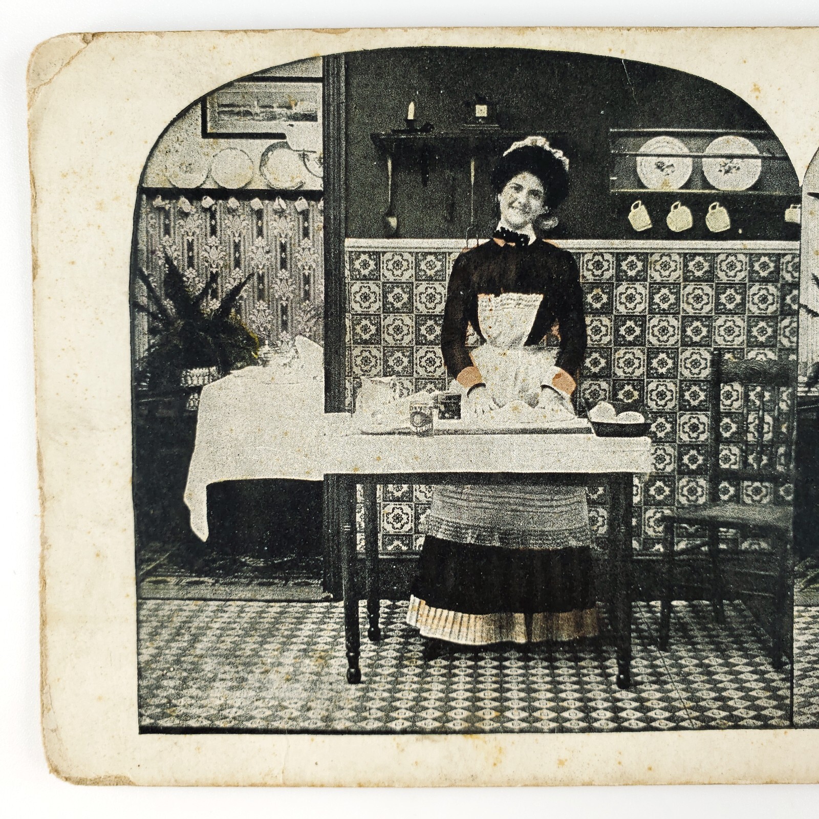 Pretty French Maid Cook Stereoview c1915 Newlywed Kitchen Servant ...