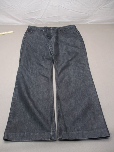 Faconnable Size 12 Womens Black Cotton Blend Zip Fly Pockets Flared ...