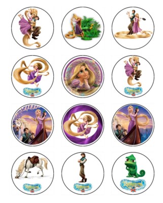 Tangled Rapunzel Cupcake Topper Edible Icing Cake Decorations (2 Sizes ...