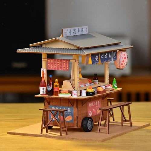 Mini Sushi Shop Model Dollhouse Kits Gift Diorama Scenery Furniture ...