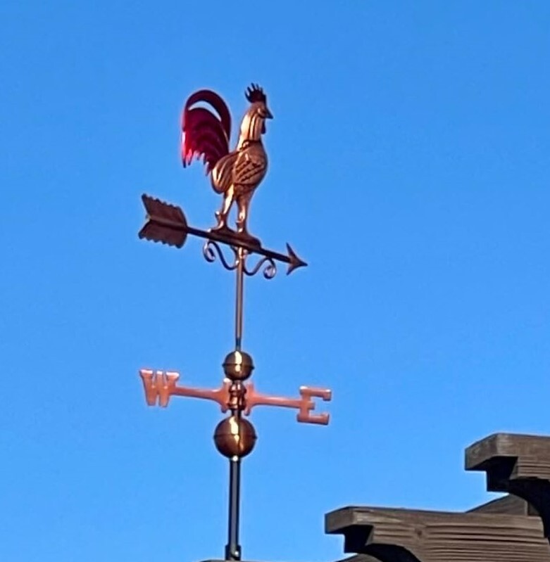 Metal Weathervane Copper Rooster Wind Vane for Farmhouse Garden Roof ...
