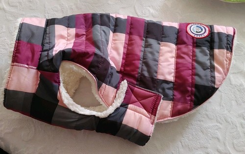 LuvGear Pink, Purple, Black Plaid Puffy Dog Coat w/ Cold Alert ...