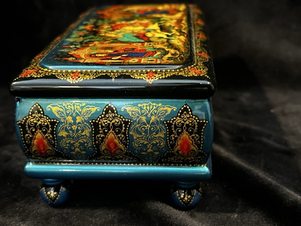 Hand-Painted Russian Lacquer Box Tikhomirov Palekh Style Signed P & N ...