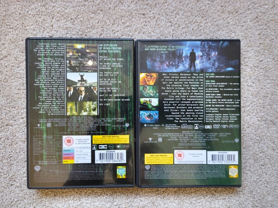 Matrix Reloaded & Matrix Revolutions DVD | eBay UK