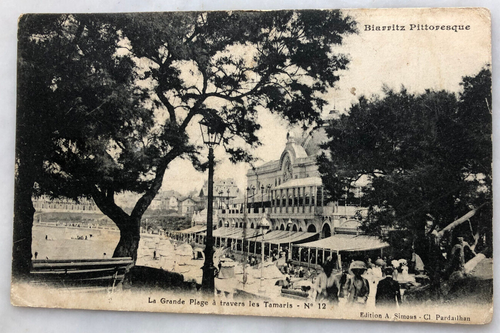 CPA BIARRITZ personnages GRANDE PLAGE TAMARIS N12 Ed A.Simous-Cl ...