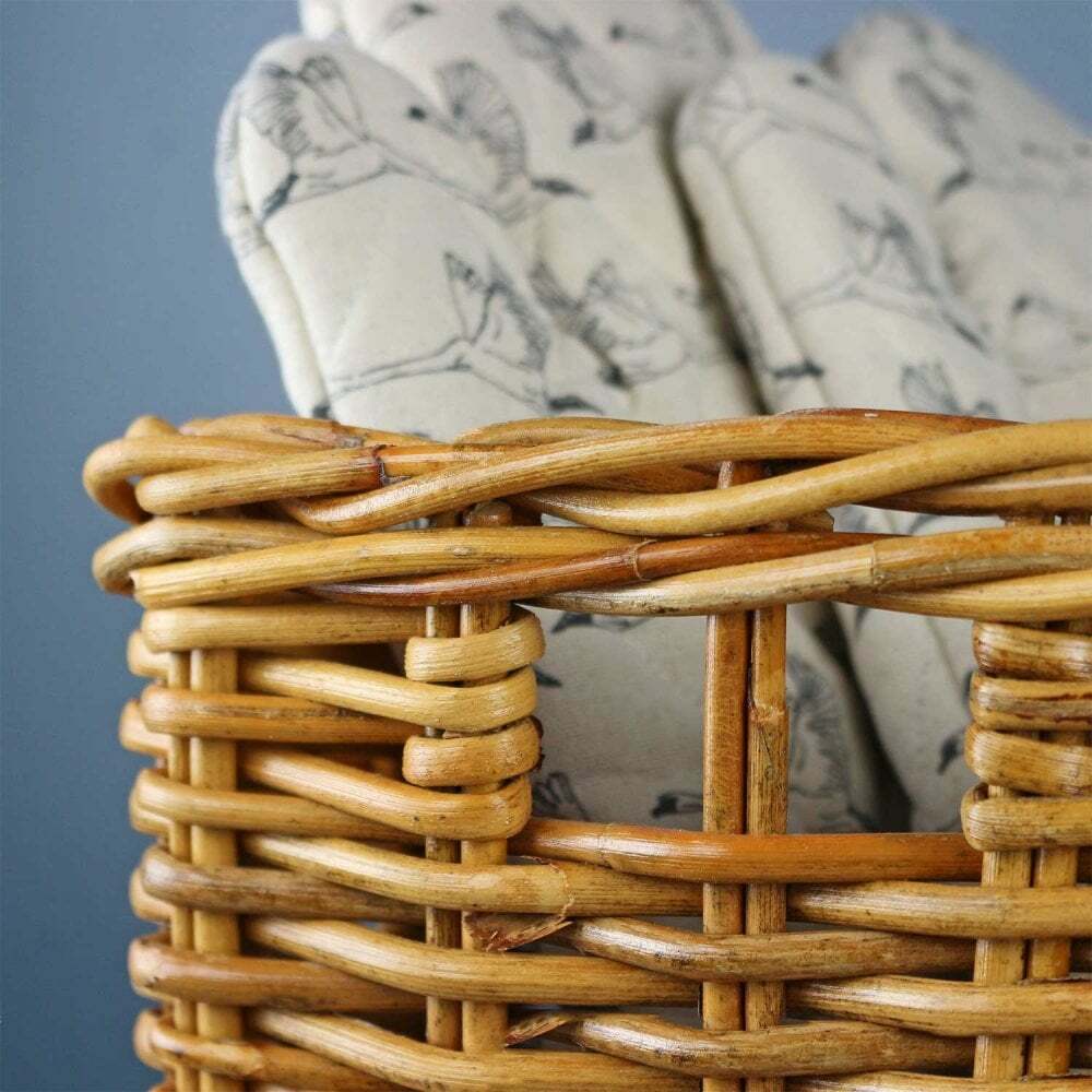 Rectangular Honey Rattan Deep Wicker Storage Basket Woven Hamper Home ...