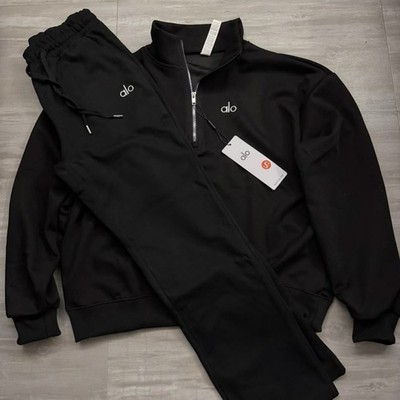 Alo Men's Black Polyester Tracksuit Set Hoodie & Pants | eBay