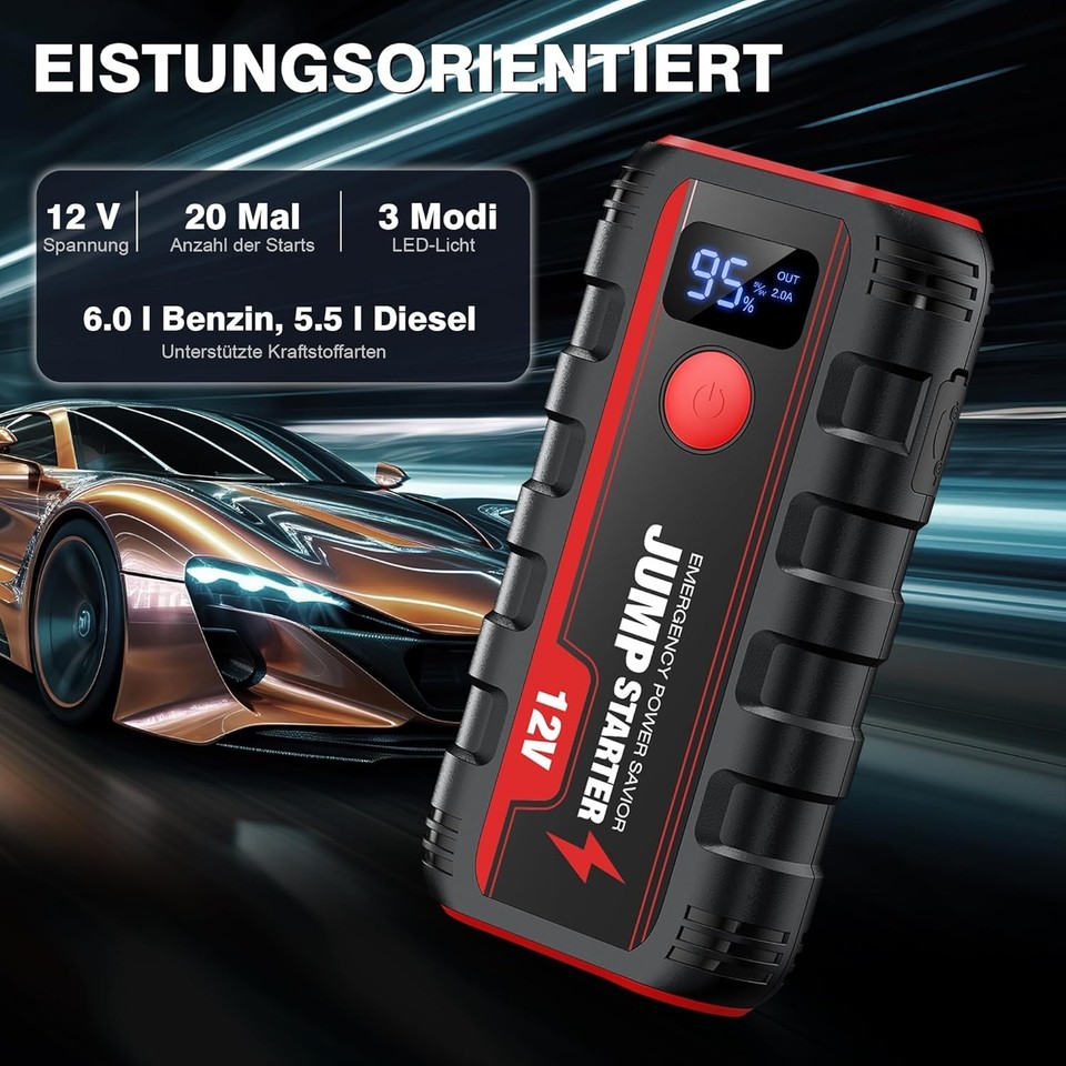 Booster Avviamento Auto Avviatore Batteria - Portatile Moto Emergenza ...