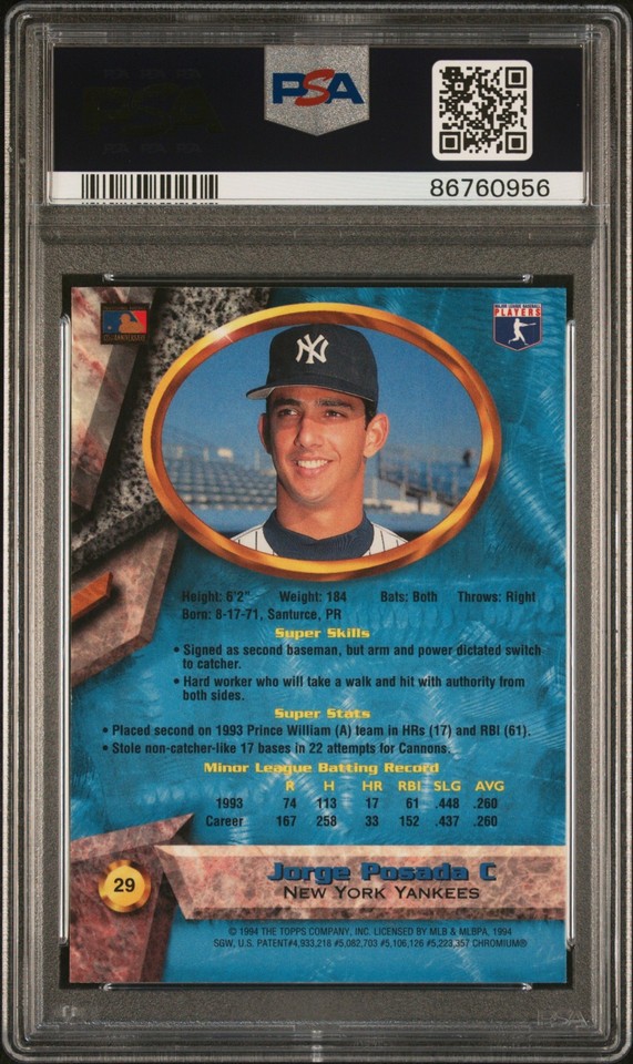 1994 Bowman's Best - Jorge Posada #29 Blue Refractor RC Rookie Card ...