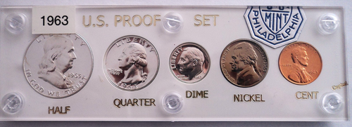 1963 US Proof Set in Clear Capital Holder 90% Silver Coins Beautiful | eBay