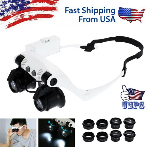 Magnifying Lens Wear Magnifying Glass With Adjustable LED Light ...