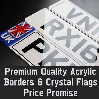 Pair Luxury HD Printed Number Plates Flags Chunky Border Road Legal ...