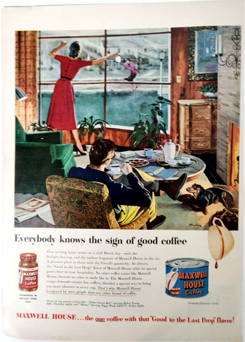 Dachsund Dog Maxwell House Coffee Vintage 1951 Ad Magazine Print Stormy ...