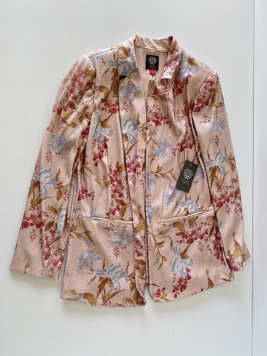 New VINCE CAMUTO Graceful Sequin Floral Open Blazer Peach Bellini ...