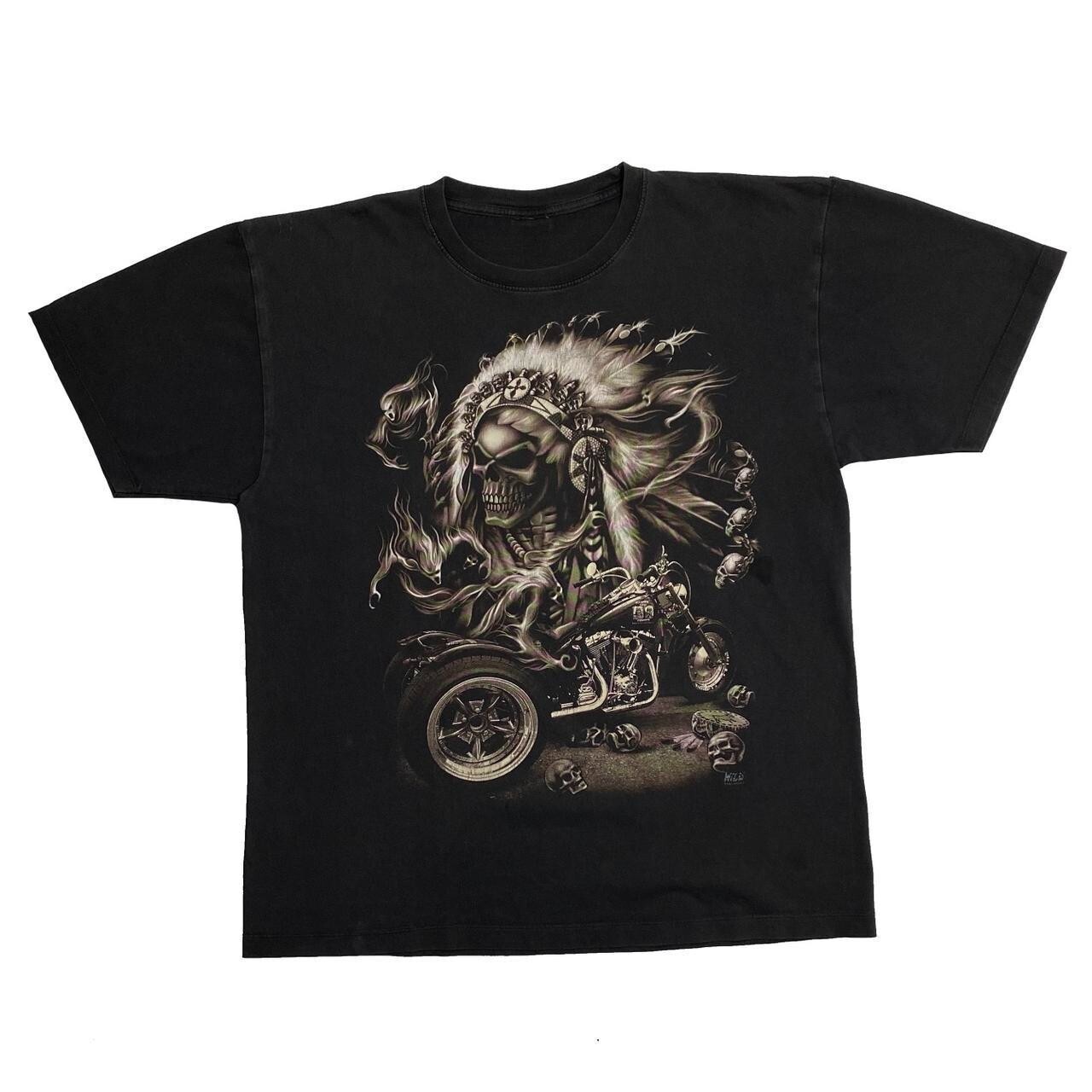 Vintage WILD Gothic Native American Biker Graphic T-S… - Gem