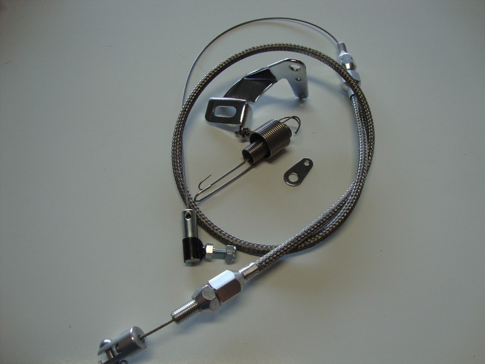 STAINLESS STEEL THROTTLE, 727 KICK DOWN CABLE AND BRACKET KIT #6054 ...