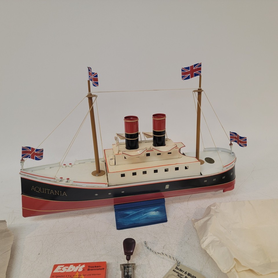 Tucher and Walther German Hand Made Tin Toy Pop Pop Boat T490 Aquitania ...