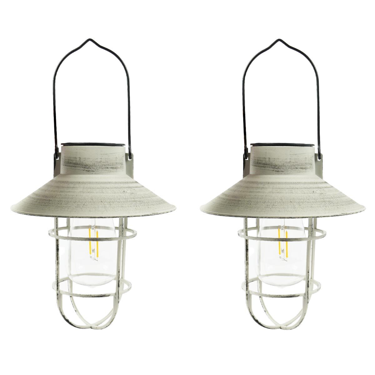 20cm Solar Retro Filament LED Hanging Outdoor Garden Fisherman Lantern ...