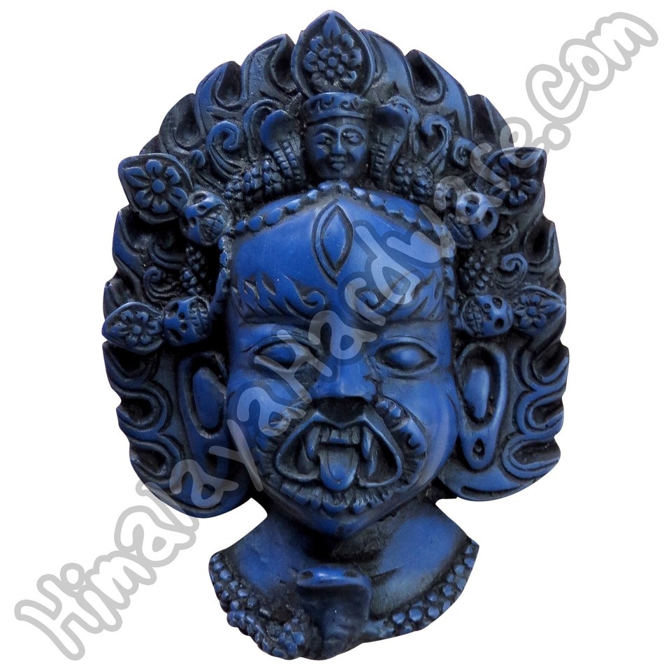 Resin Bhairava Mask: black red gold Bhairav Bhairab Kala Mahakala Shiva ...