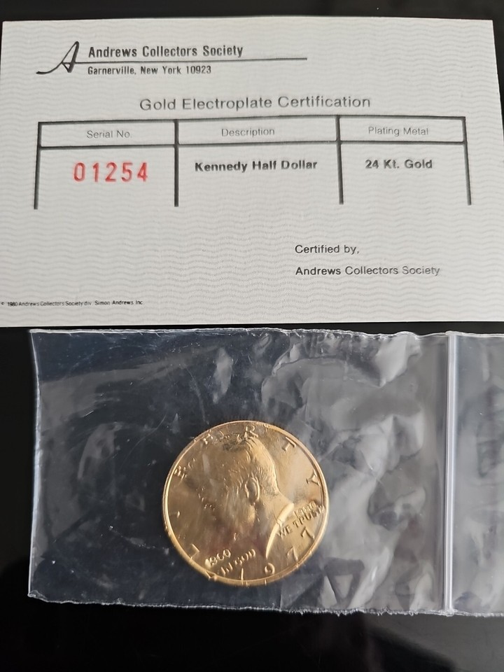 Set of 3 Kennedy 24 KT gold plated half dollars . Two of them have ...