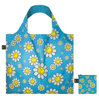 LOQI Smiley Flowers Aquarius Recycled Bag, Aqua Blue, Contemporary ...