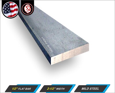 1/2" x 2-1/2" Metal Flat Bar - Metal Stock - Mild Steel - 12" inch Long ...