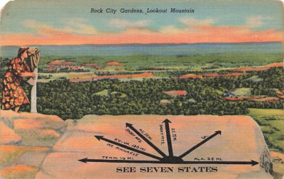 Postcard Rock City Gardens See Seven States Tennessee NH1 | eBay