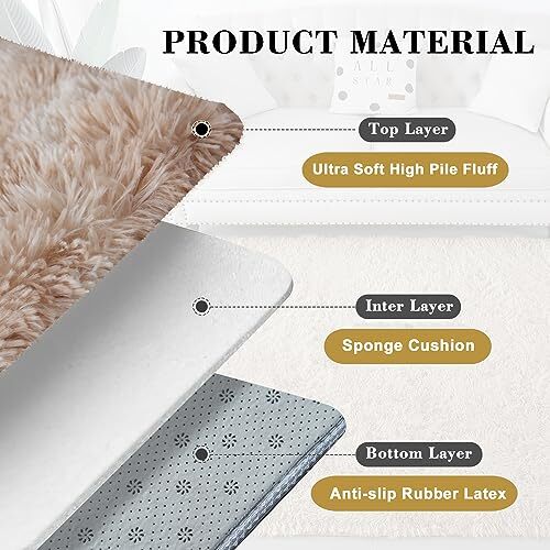 Ultra Soft Plush Fluffy Area Rugs 5x7 Feet Shag Rugs Tiedye 5x7 Beige ...