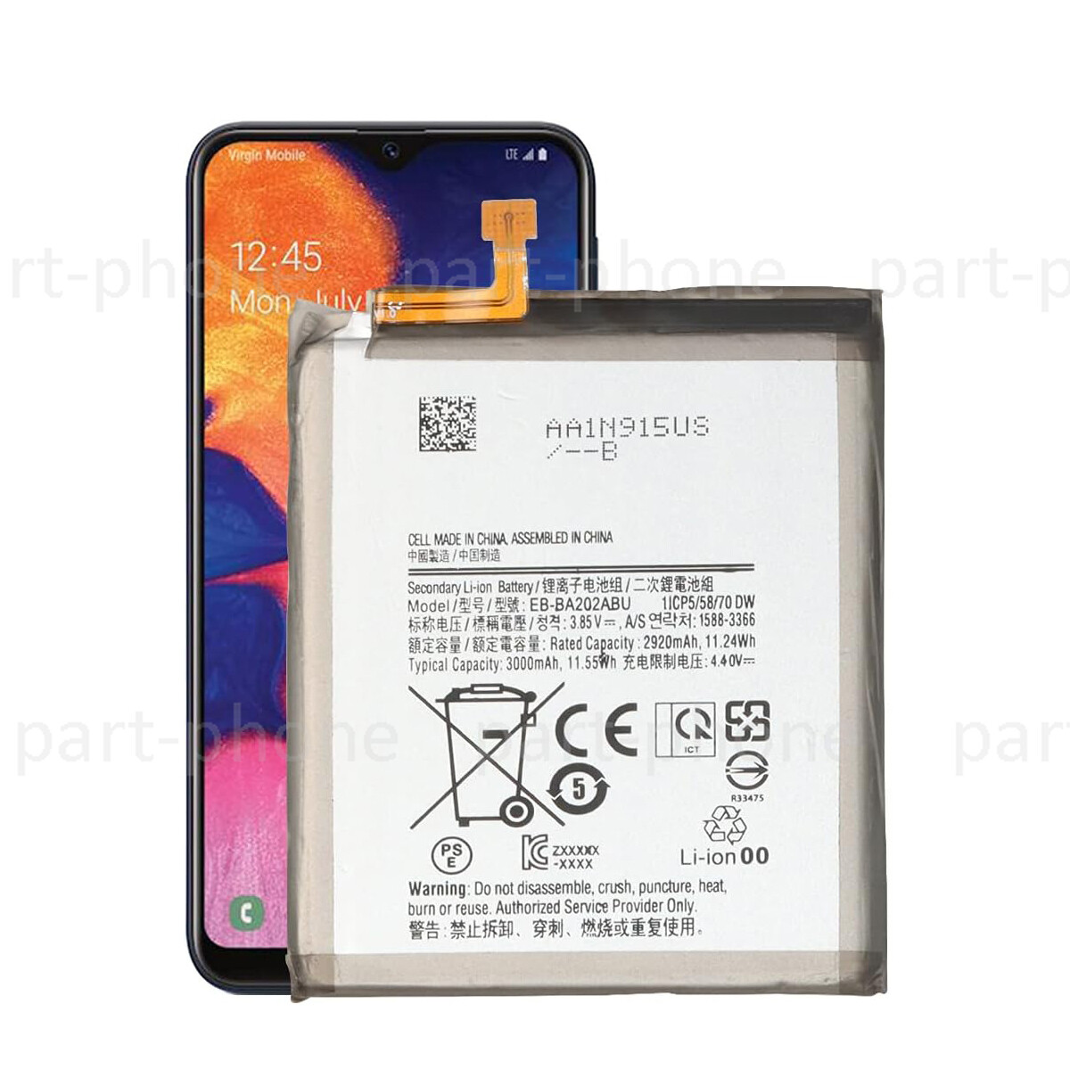 For Samsung Galaxy A10e A20e SM-A102U SM-A202U EB-BA202ABU Battery ...