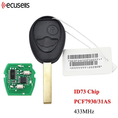 2 Buttons Remote Key Fob 433MHZ with ID73 PCF7930 Chip for Mini Cooper ...