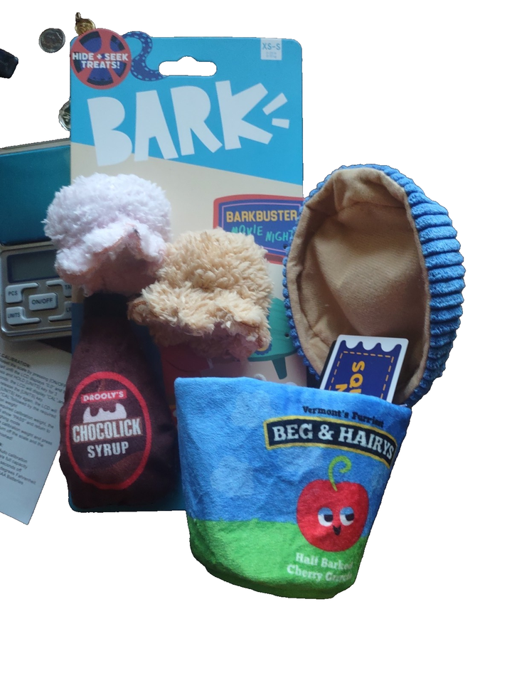 Dog Barkbox Squeaky Toys "Barkbuster Movie Night" 4 -Bark Toys "Ice ...
