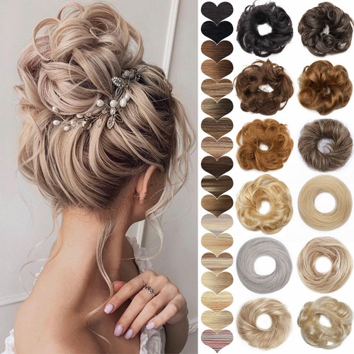 Braut Messy Bun Clip In REMY ECHTHAAR Extensions Dutt Scrunchie ...