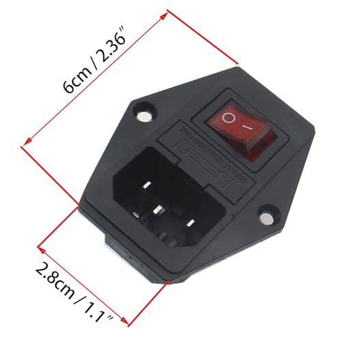 15A 250V Rocker Switch Power Socket, Inlet Module Plug 3-Pin 5A Fuse 3D ...