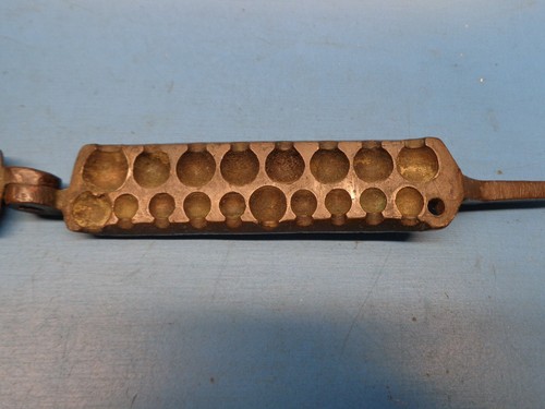 18 CAVITY GANG BULLET BUCK SHOT MUSKET BALL ? MOLD BRASS ANTIQUE MARKED ...