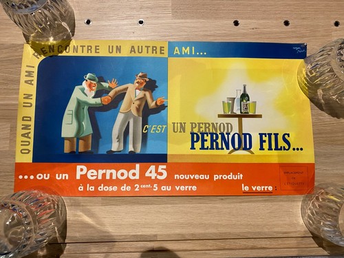 Ancienne Affiche originale Carton PERNOD FILS 45 Illustration Roger ...