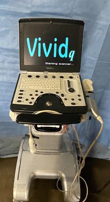 GE VIVID Q ULTRASOUND 2014 With M4S-RS P2D-RS PROBE Safelock Cart vivid ...