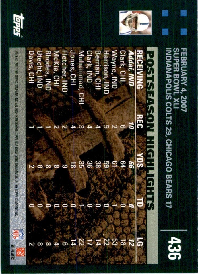 2007 TOPPS JOSEPH ADDAI INDIANAPOLIS COLTS #436 | eBay