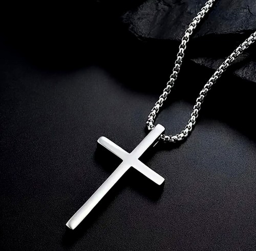 Unisex Stainless Steel Chain Necklace 23.62 Inches With Cross Pendant ...