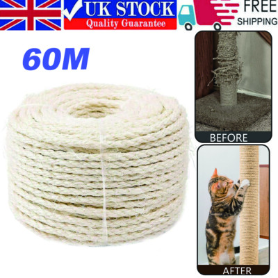 60m Natural Sisal Rope Cat Cats Scratching Post Claw Control Toys ...