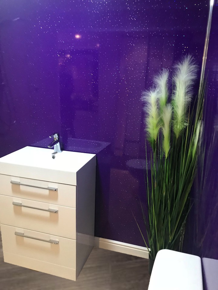 10 Purple Sparkle Glitter Bathroom Cladding PVC Plastic Shower Wall ...