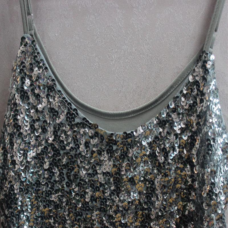 Lady Sequins Strap Vest Glitter Camisole Shiny Sleeveless Shirt Tops ...