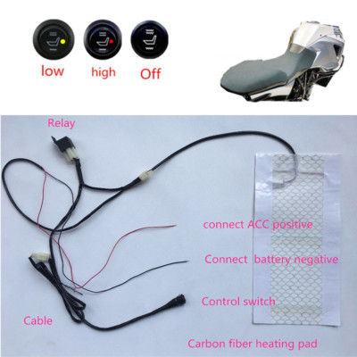 Universal Carbon Fiber Seat Heater Warmer Kit Heated Pad For Motorcycle ...