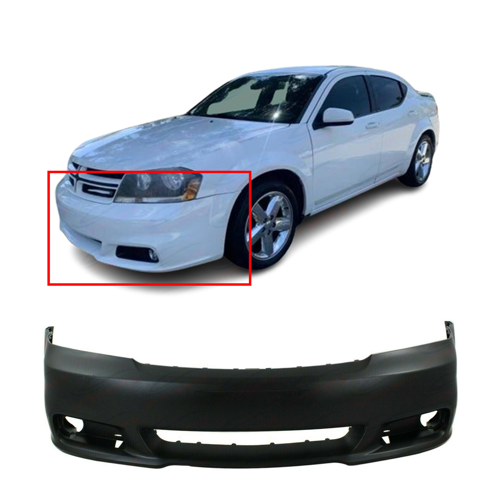 Primed Front Bumper Cover Fascia for 2011 2012 2013 2014 Dodge Avenger ...