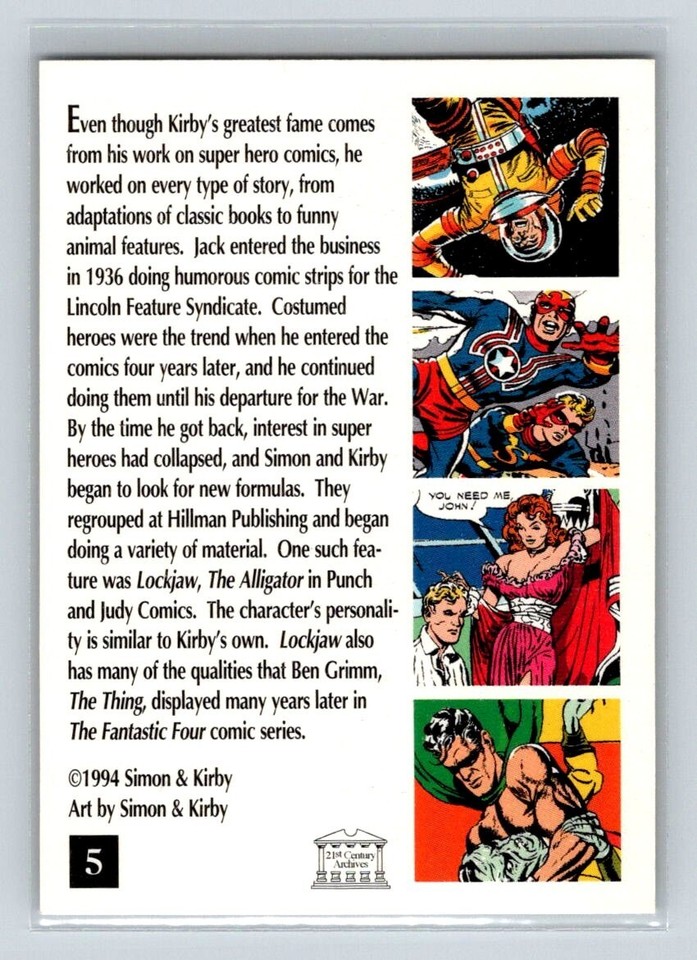 1994 Comic Art Tribute Joe Simon & Jack Kirby Trading Card #5 Lockjaw ...