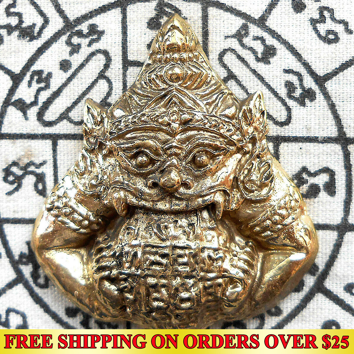 Brass Giant Phra Rahu Om chan ( Moon Eater) Powerful Thai Amulet ...
