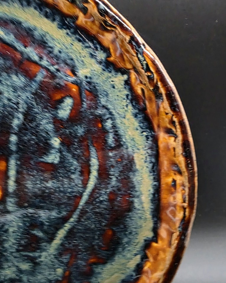 Vintage Studio Art Pottery Blue Brown Ceramic Plate 9" Signed MJ | eBay